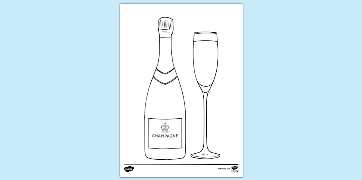Champagne Glass Outline Colouring Sheet | Twinkl - Twinkl