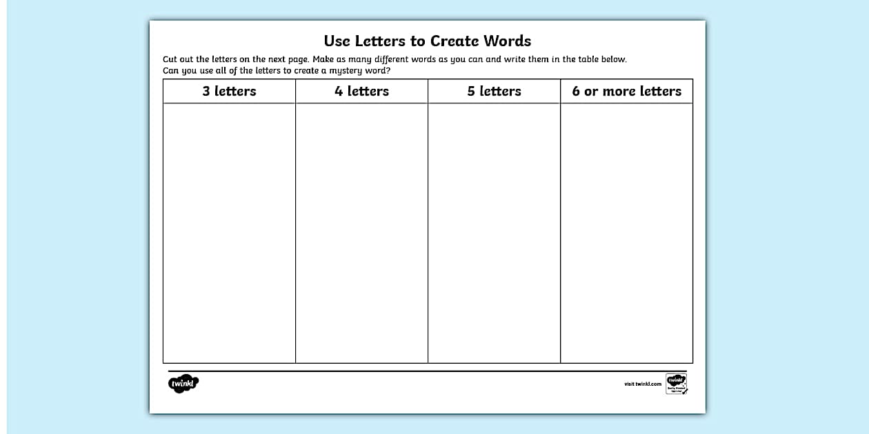 Making Words Worksheet – Vocabulary Building & Fluency