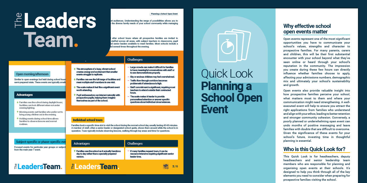 Quick Look: Planning a School Open Event - SLT