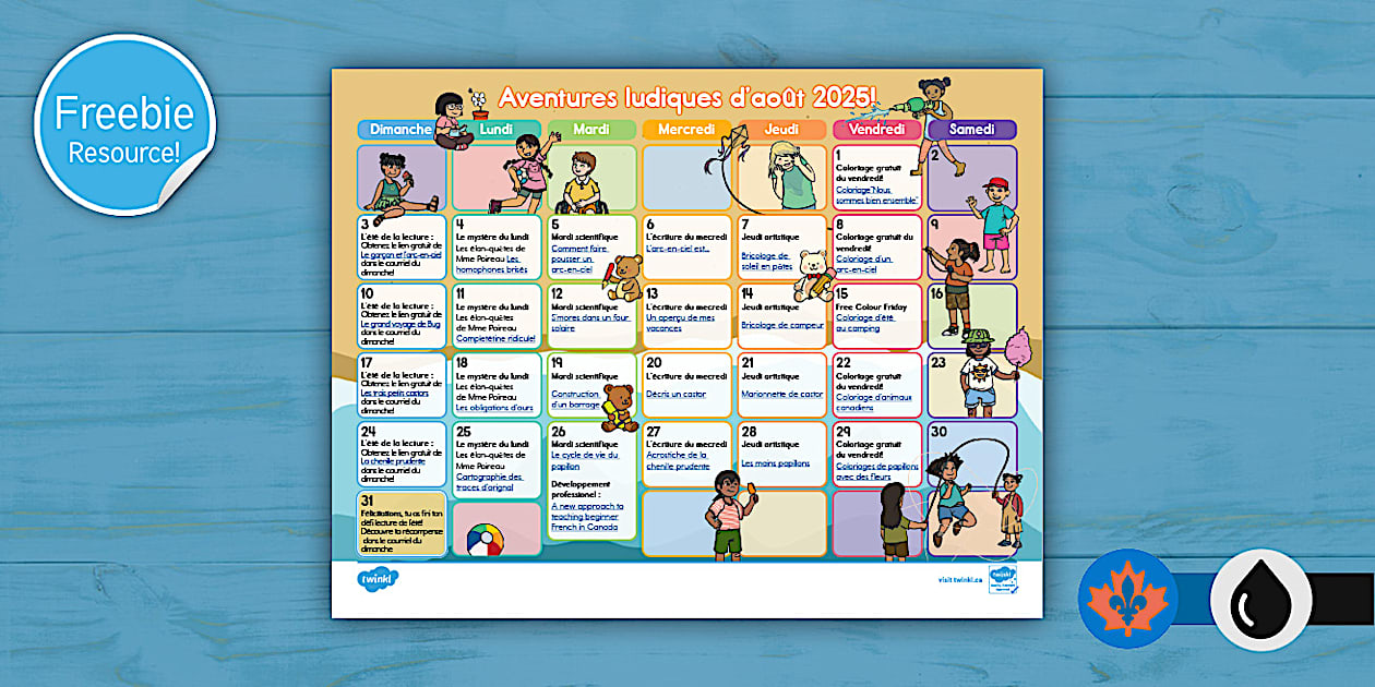 August Canada Summer Learning Adventure in French