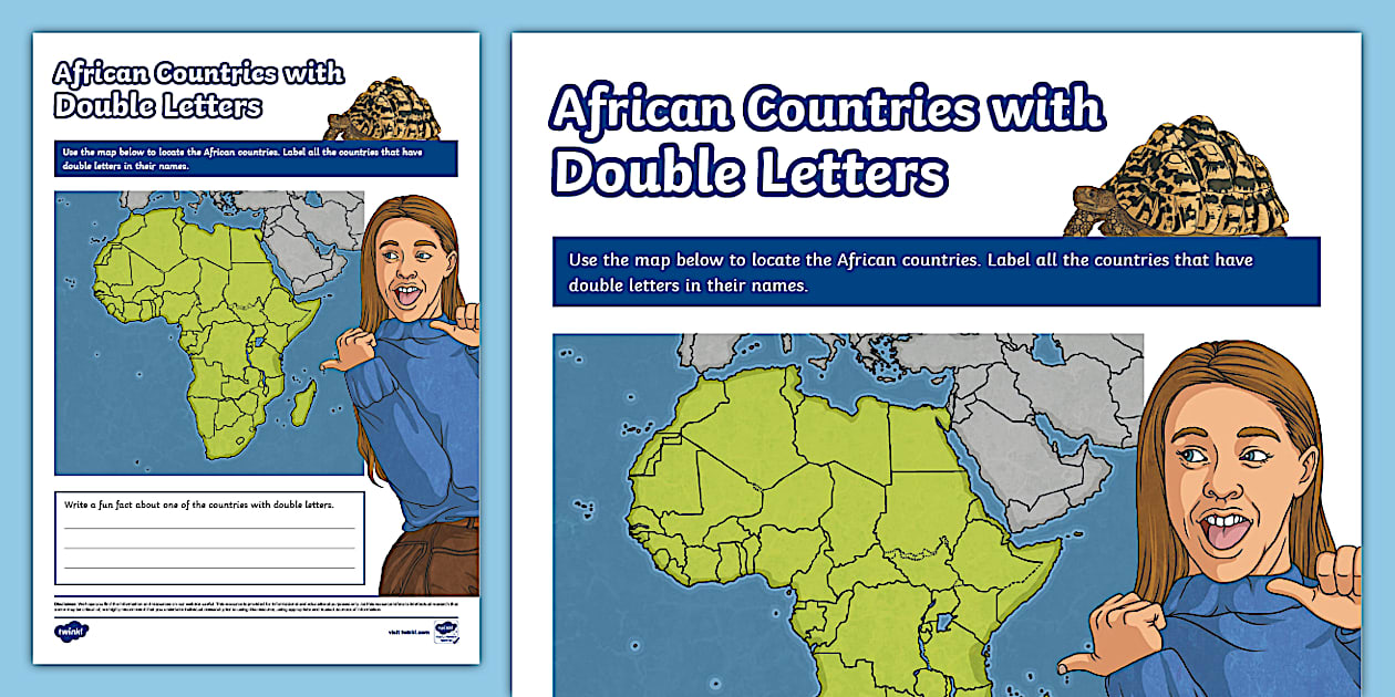 African Countries with Double Letters Worksheet - Twinkl