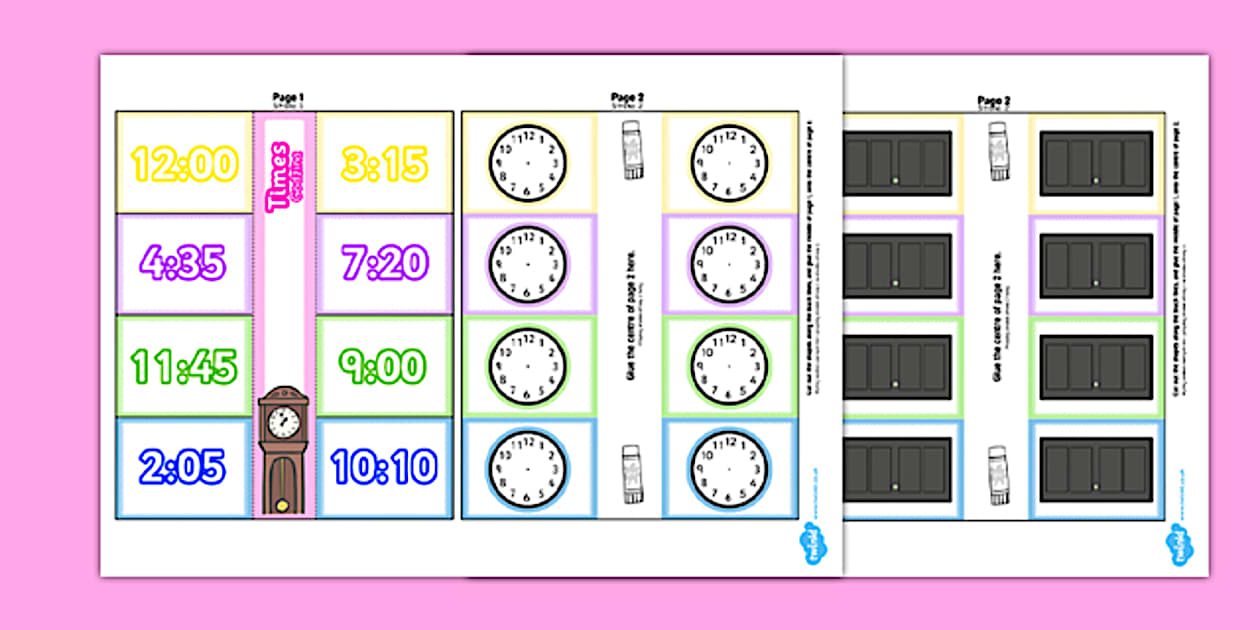 Time Writing Clocks Foldable Visual Aid Template Polish Translation