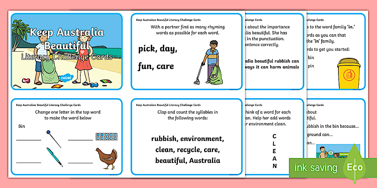 SA Keep Australia Beautiful Literacy Challenge Cards