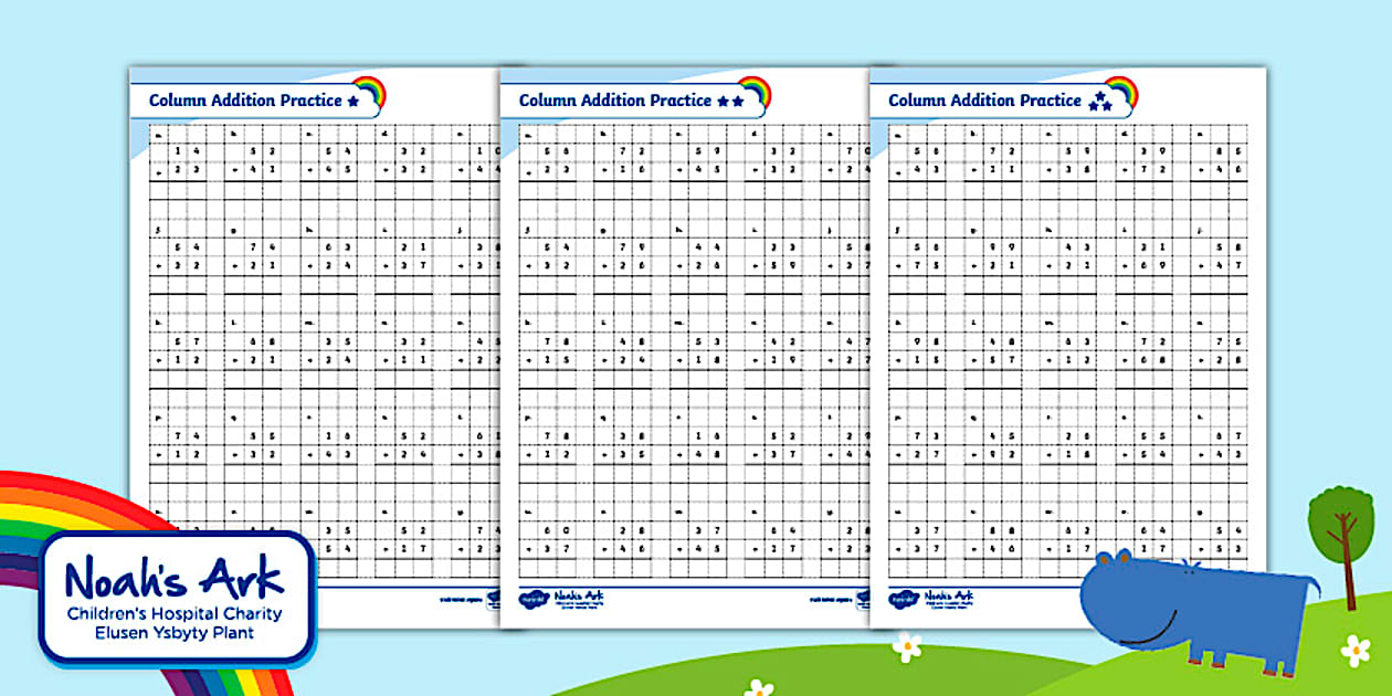 FREE! - 2-Digit Addition on Squared Paper Activity Sheets