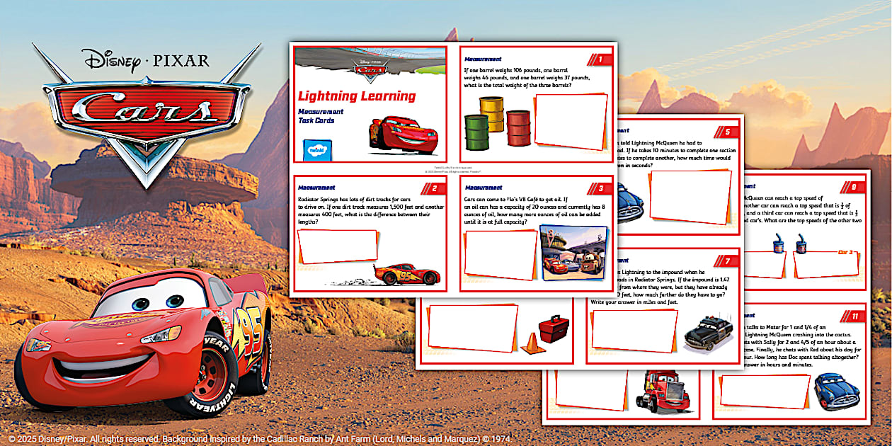 Cars: Lightning Learning! Measurement Math Task Cards
