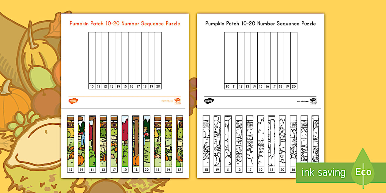 Pumpkin Patch 10-20 Number Sequencing Puzzle - Math - Twinkl