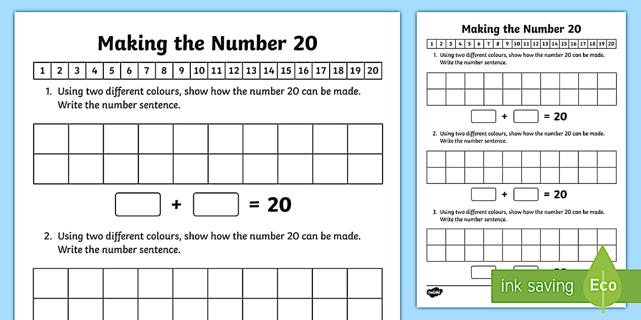 Ways of Making 20 Worksheet / Worksheet (teacher made)