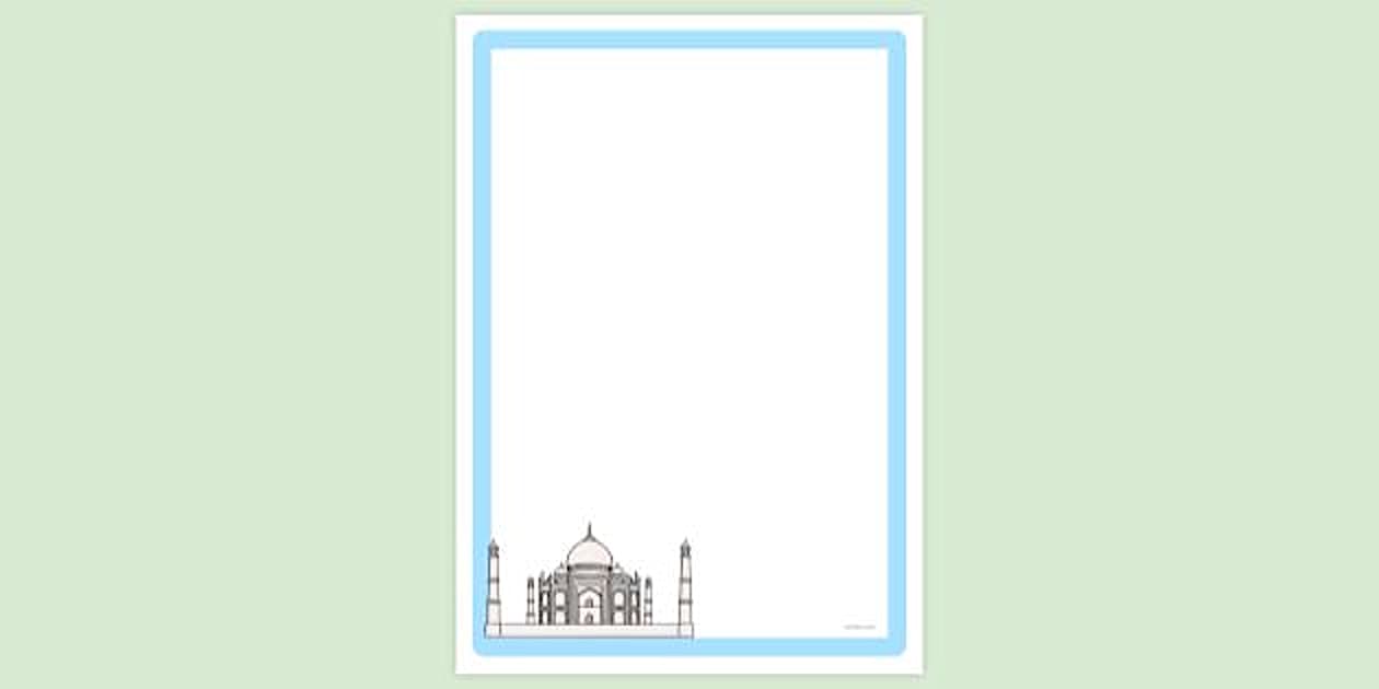 Simple Blank Taj Mahal Page Border | Page Border | Twinkl