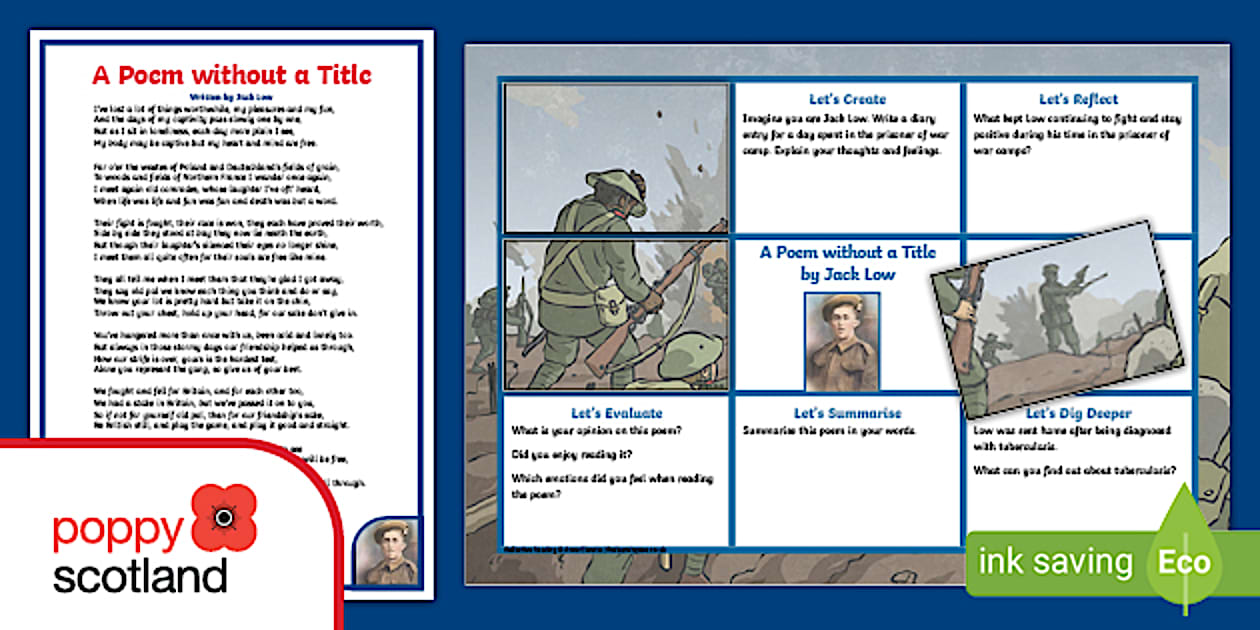 FREE! - A Poem without a Title by Jack Low Reflective Reading Activity
