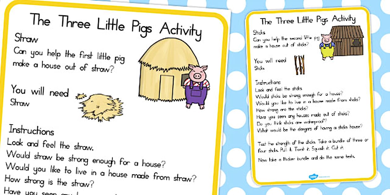 The 3 Little Pigs Materials Activity Cards - Twinkl