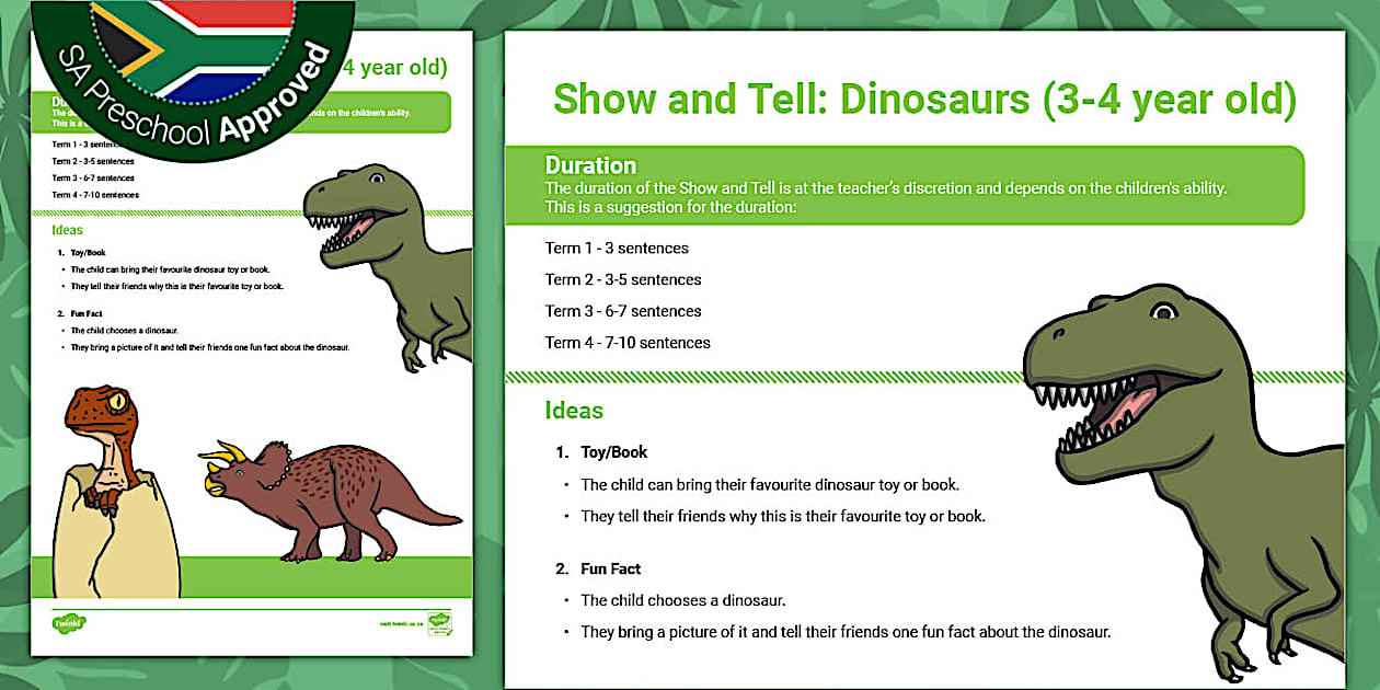 Dinosaurs: Show and Tell Ideas (Ages 3-4) (teacher made)