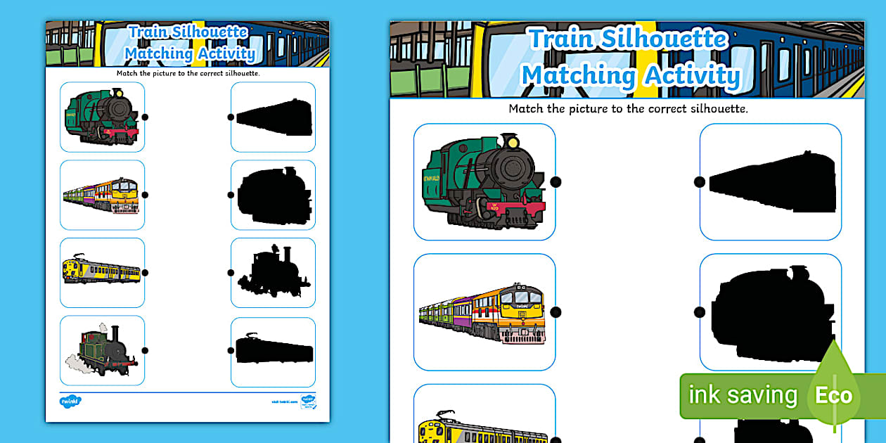 Train Silhouette Matching Activity (teacher made) - Twinkl