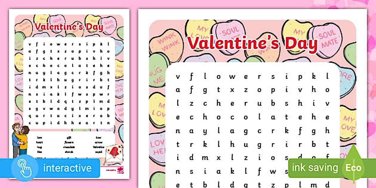 Lower Ability Valentine's Day Word Search (teacher made)
