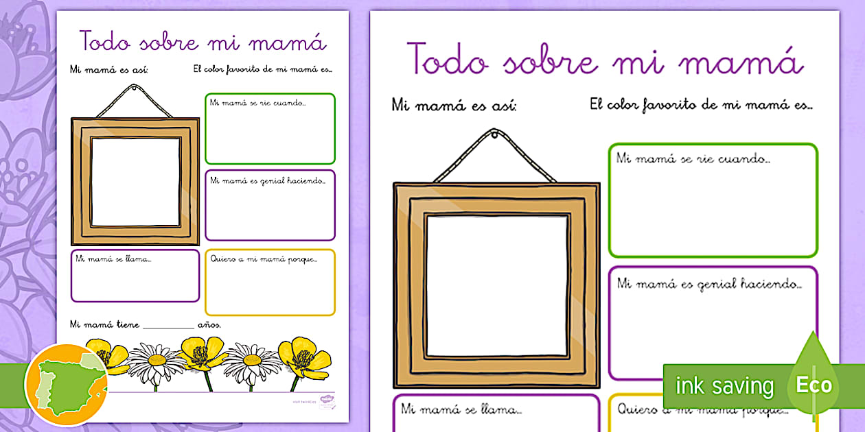 Ficha de actividad: Todo sobre mi mamá - Twinkl