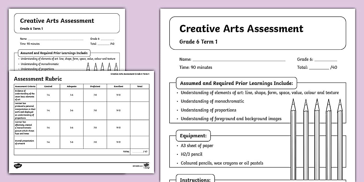 Grade 6 Visual Arts - Term 1 - Assessment (CAPS Aligned)
