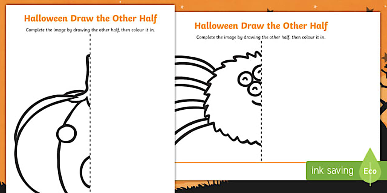 Halloween Themed Draw the Other Half Worksheet / Worksheet, worksheet