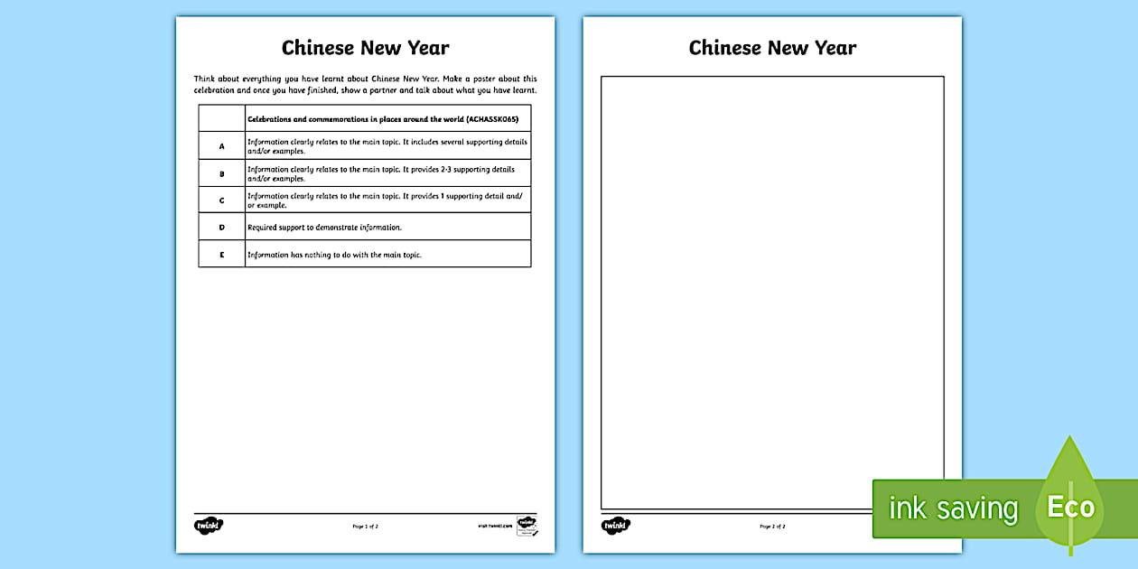 Chinese New Year Poster Worksheet / Worksheet - English