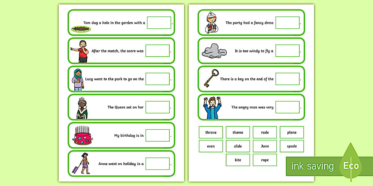 Editable Fill in the Missing Words KS1 Split Digraph Activity