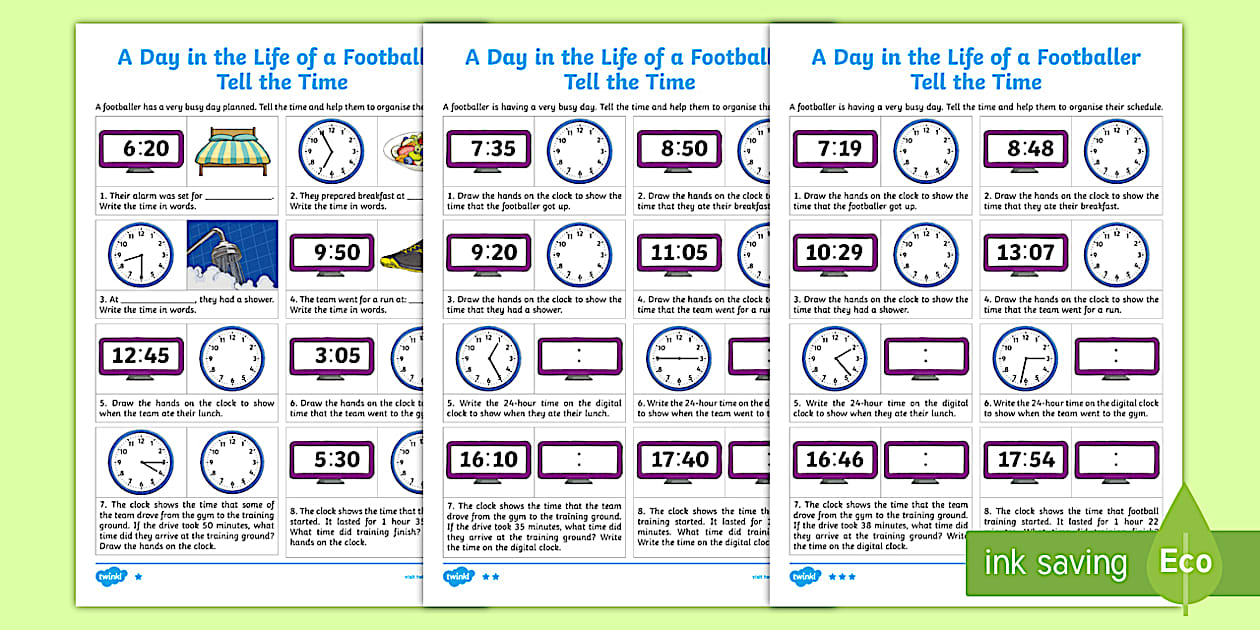 Telling the Time Football Activity – Maths – KS2