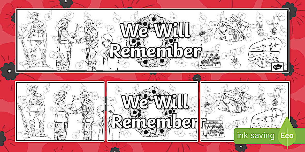 We Will Remember Colouring Display Banner (teacher made)