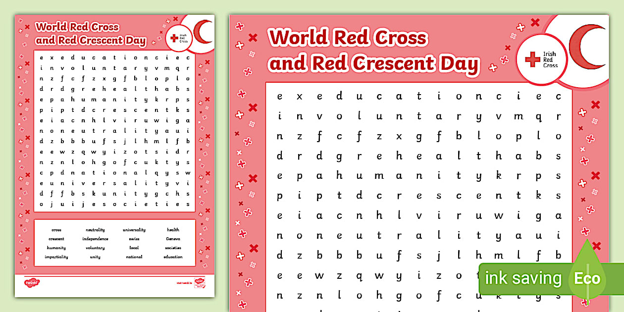 World Red Cross and Red Crescent Day (Word Search) - Twinkl