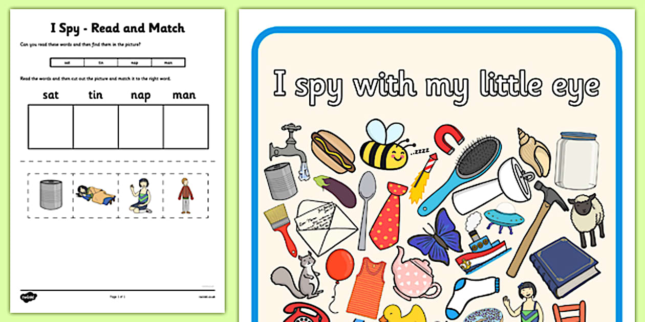 Phonics I Spy - Read and Match - Set 2 - ESL Phonics Matching Game