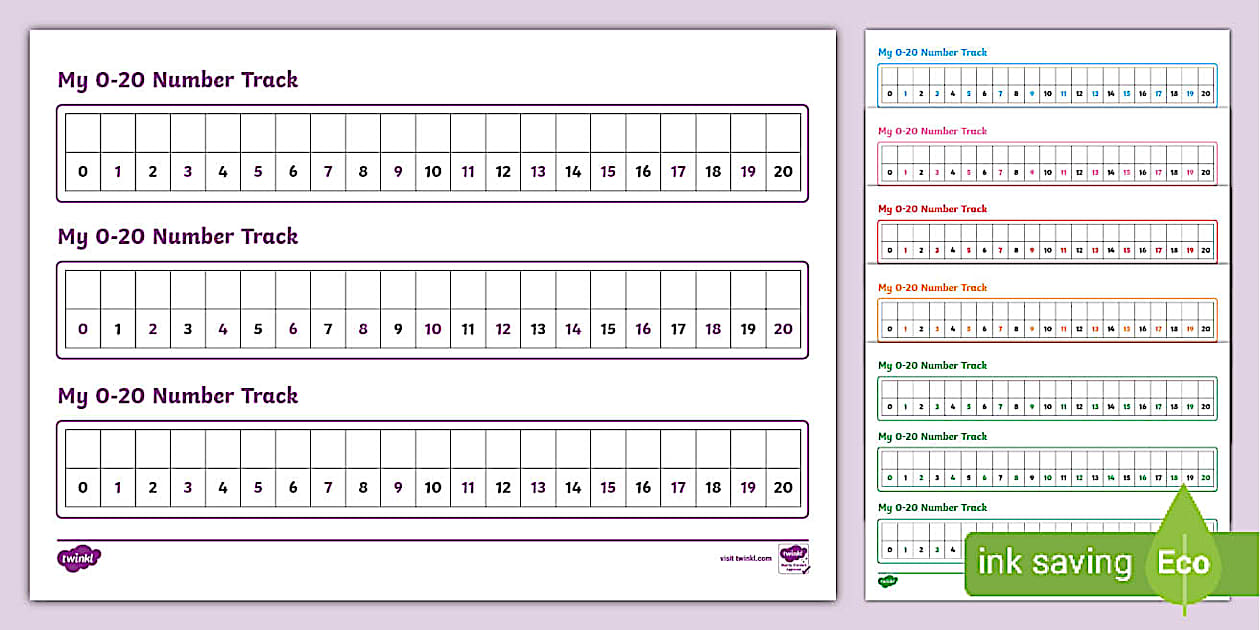 Colourful Number Tracks 0-20 (Teacher-Made) - Twinkl