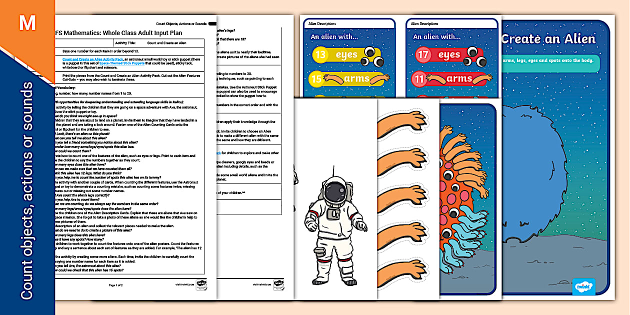 EYFS Maths Counting Aliens Adult Input Plan & Resource Pack
