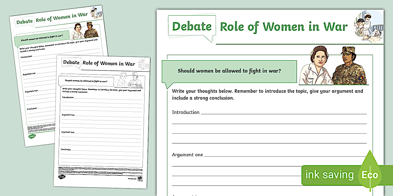 Role of Women in War Debate Writing Frame (teacher made)
