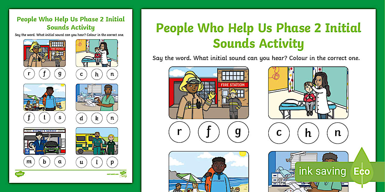 People Who Help Us Phase 2 Initial Sounds Activity - Twinkl