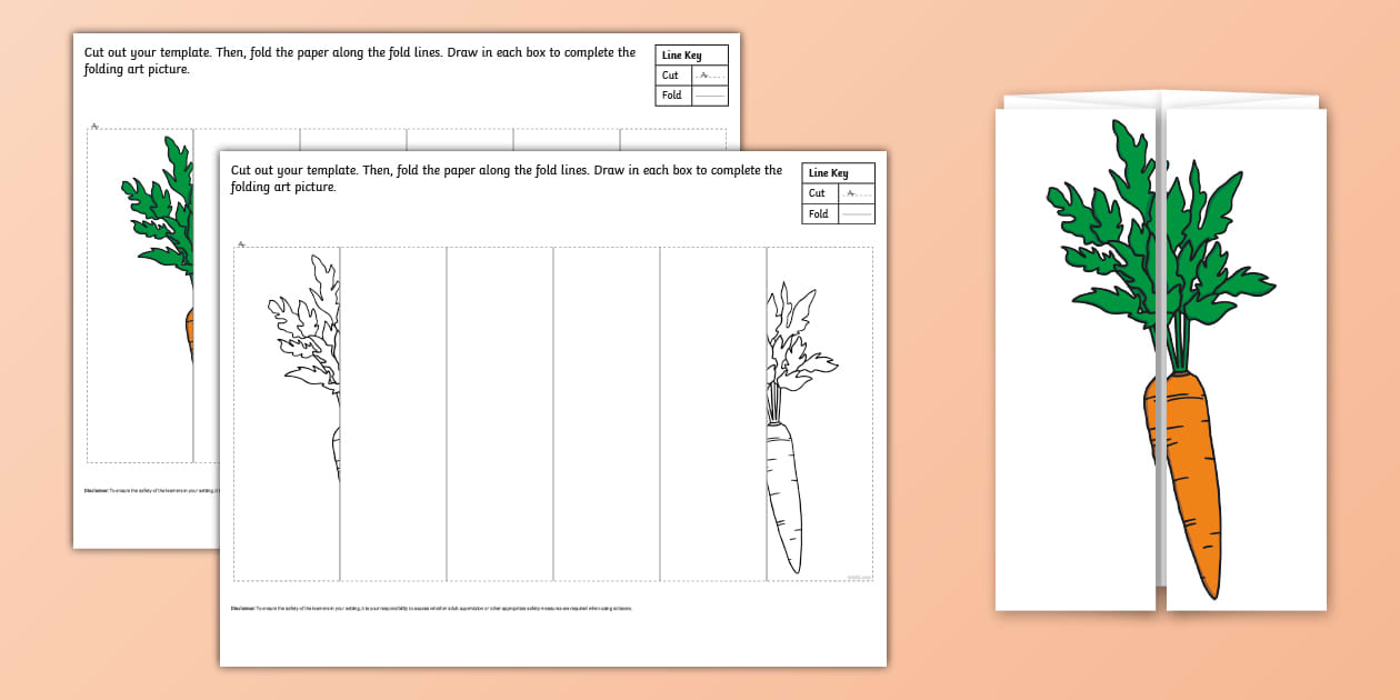 Carrot Folding Art Template (teacher made) - Twinkl