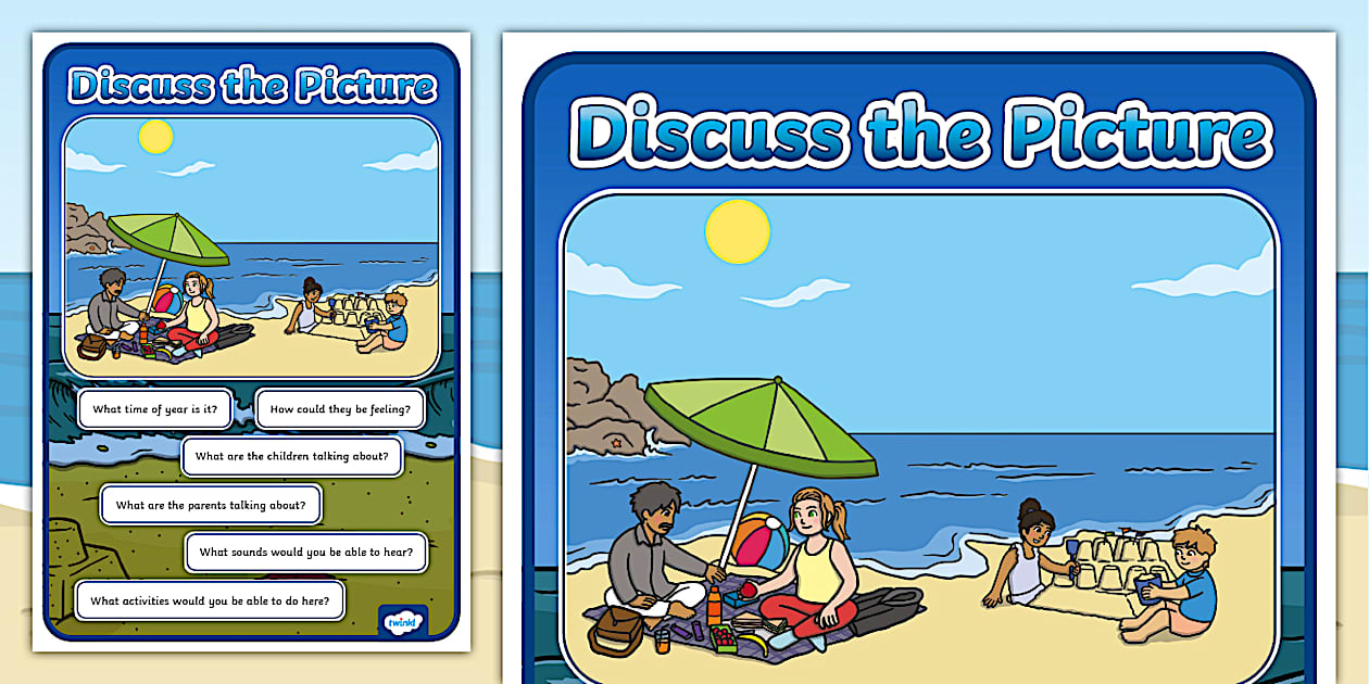 Discuss the Beach Picnic Scene Picture Prompt (teacher made)