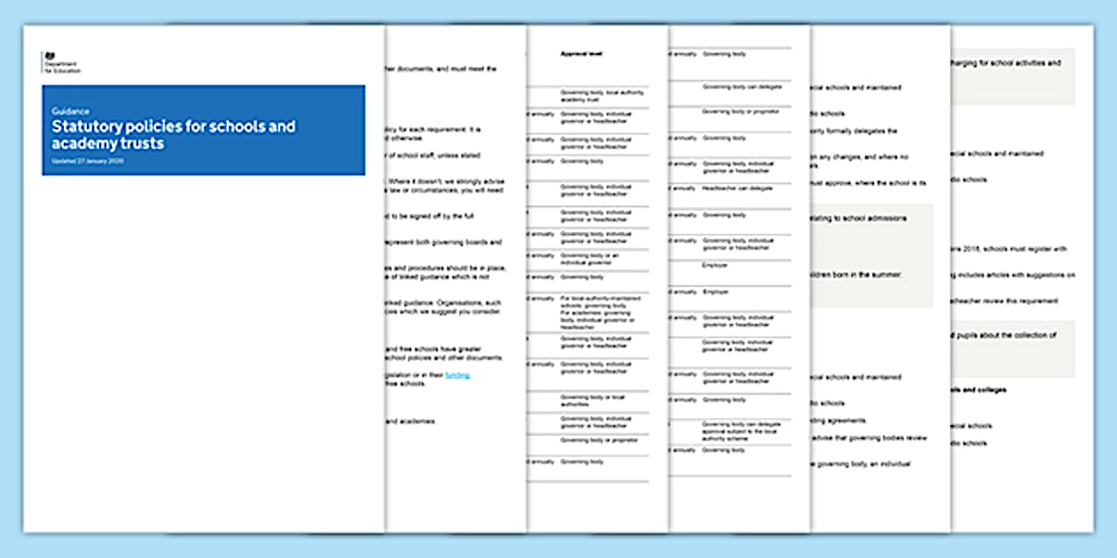 Statutory Policies for Schools Adult Guidance (teacher made)