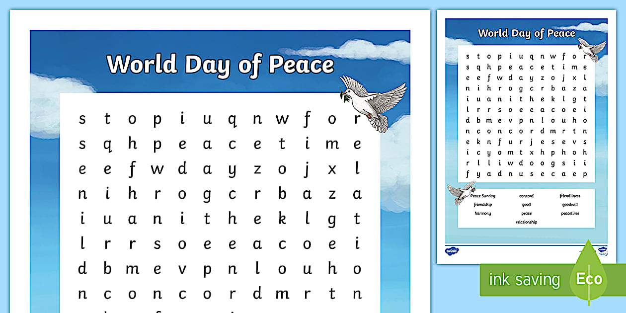World Day of Peace Word Search (teacher made) - Twinkl