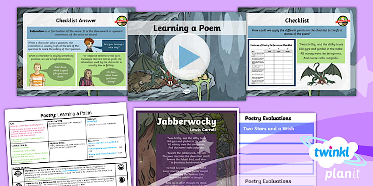 Animals: Jabberwocky: Poetry 3 Y5 Lesson (Teacher-Made)