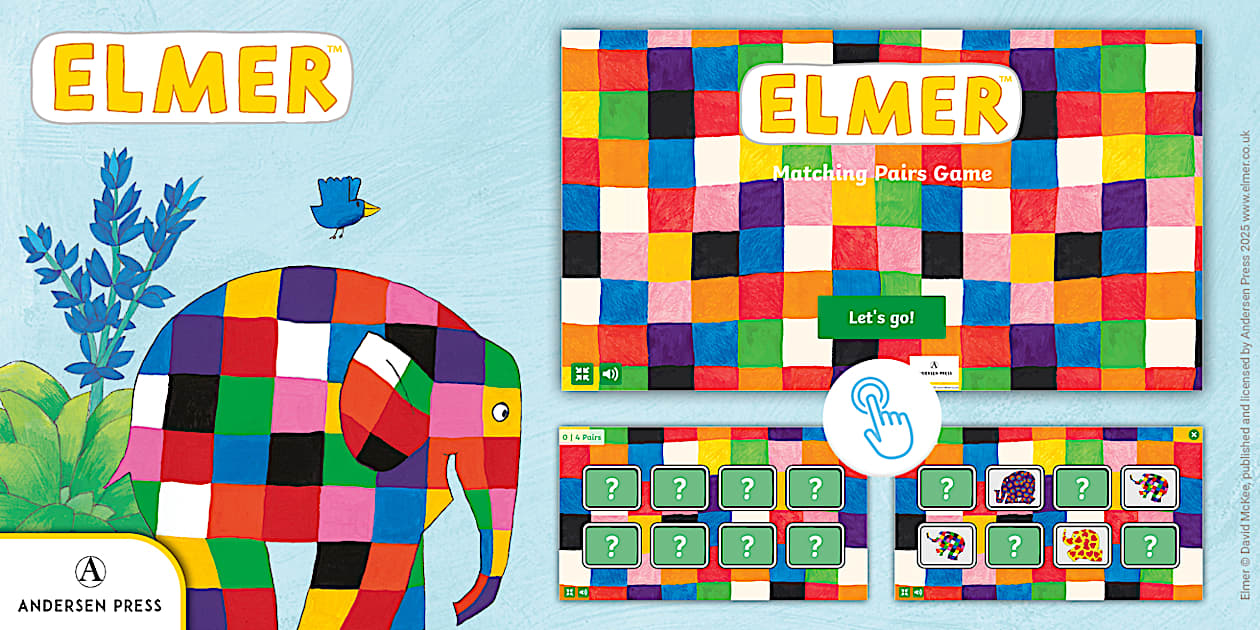 FREE! - Elmer Matching Pairs Interactive Game - Twinkl Resources