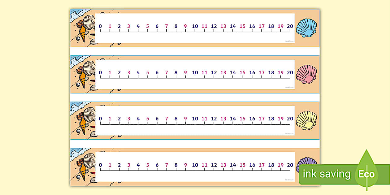 👉 Shell-Themed 0-20 Number Line - Maths - KS1 - Twinkl