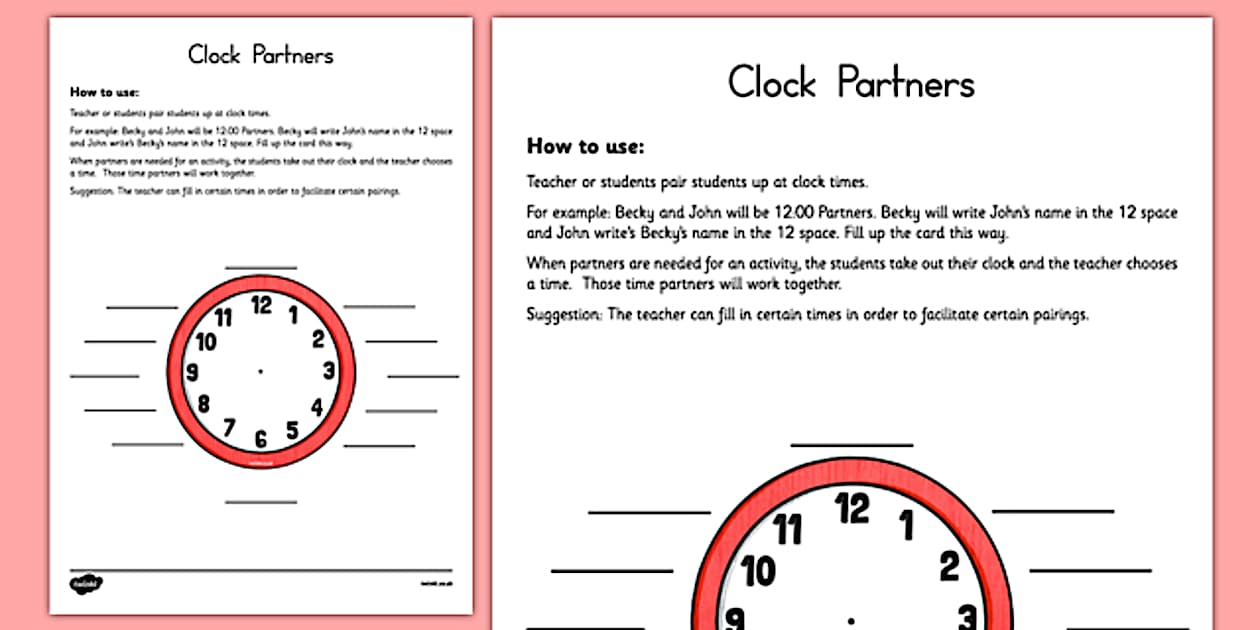 Clock Partners Partner Selection Tool (teacher made)