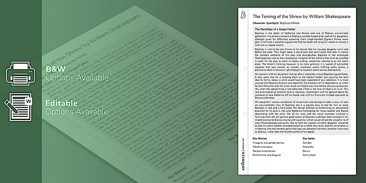 The Taming of the Shrew: Character Spotlight - Baptista