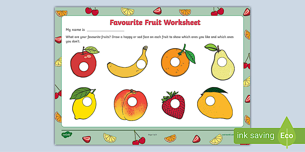 Favourite Fruits Worksheet (teacher made) - Twinkl