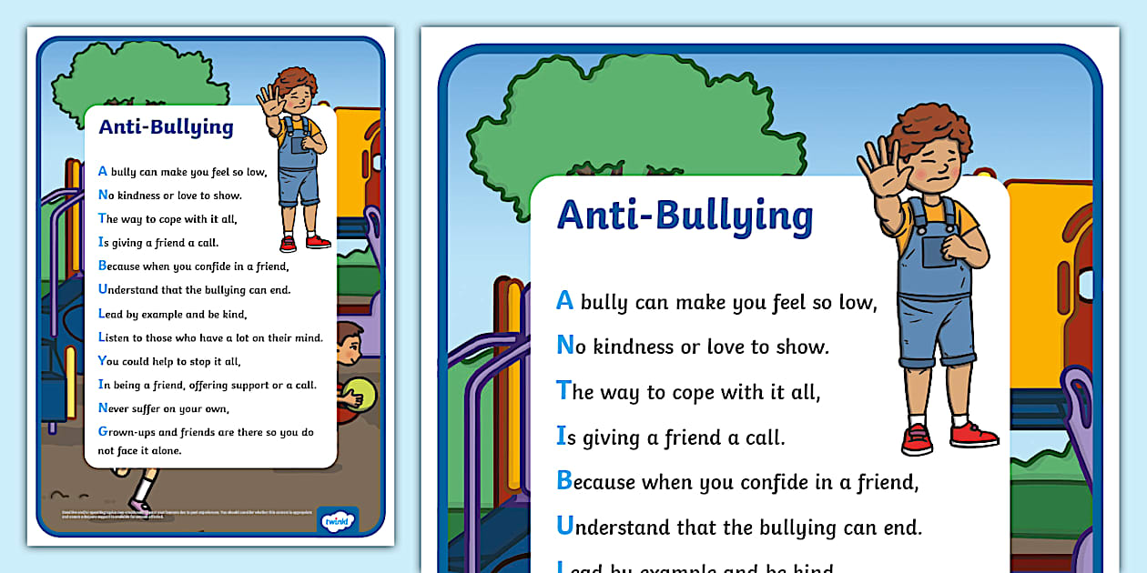 Anti-Bullying Acrostic Poem Example (teacher made) - Twinkl