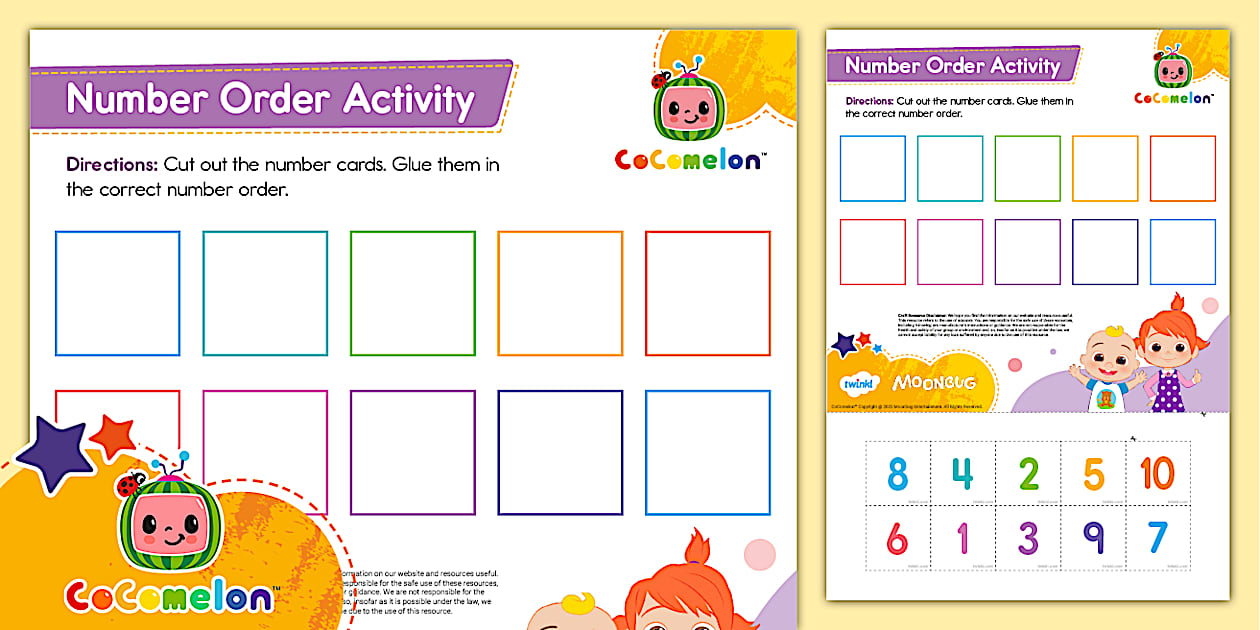 FREE! - CoComelon Number Ordering Activity Sheet - Maths - EYLF