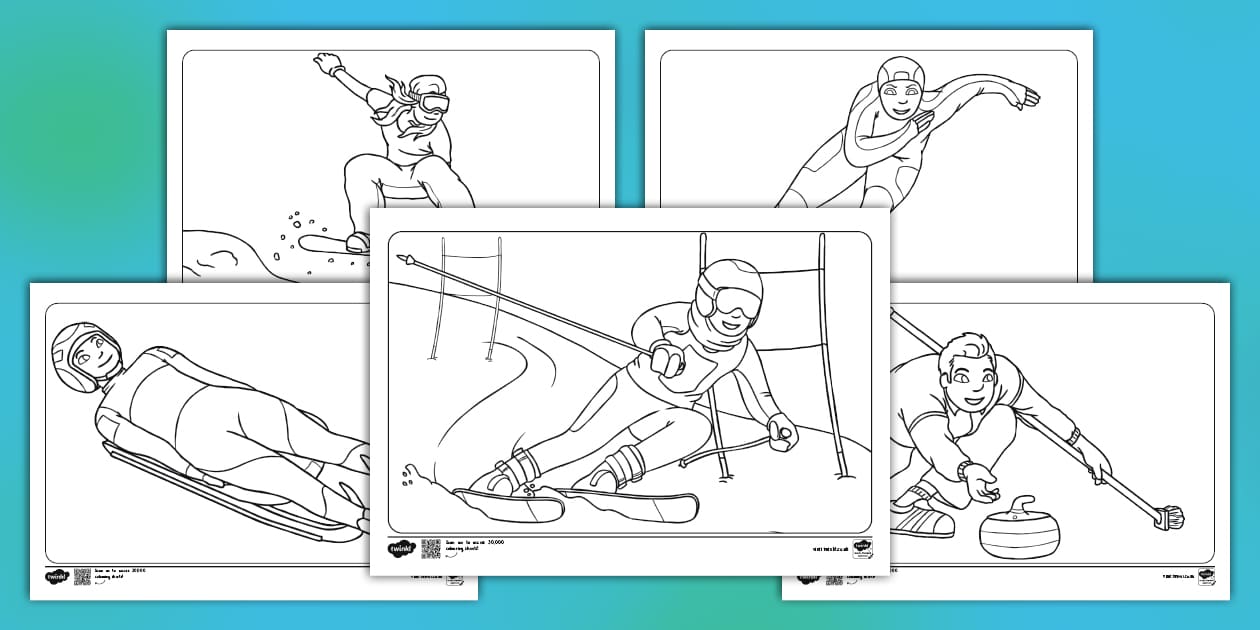 Winter Sports Colouring Pages - Primary Resources - Colouring