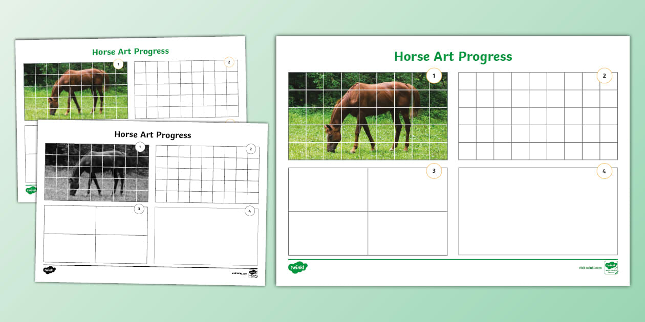 Horse Art Progress Template - Twinkl Art (teacher made)
