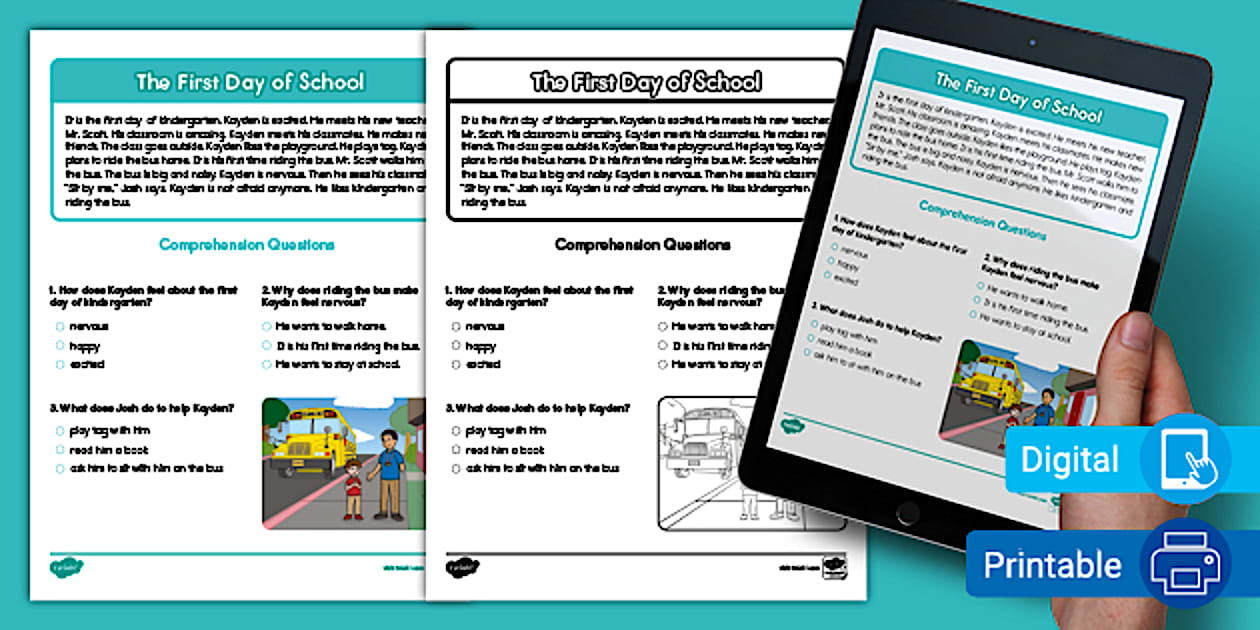 Kindergarten First Day of School Comprehension | Twinkl USA