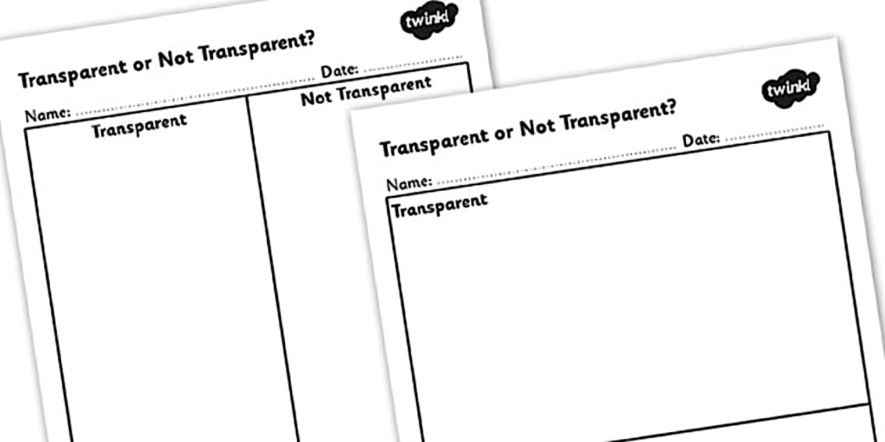 Transparent or Not Transparent Table (teacher made) - Twinkl
