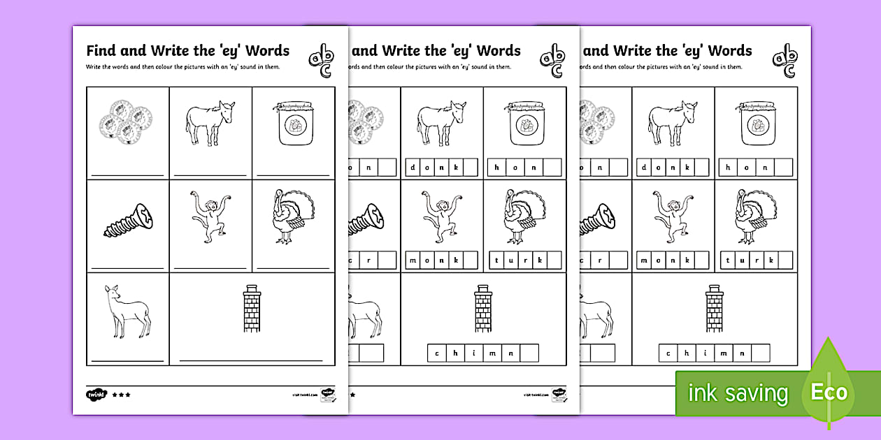 Editable Find and Write the ey Words Differentiated Worksheets