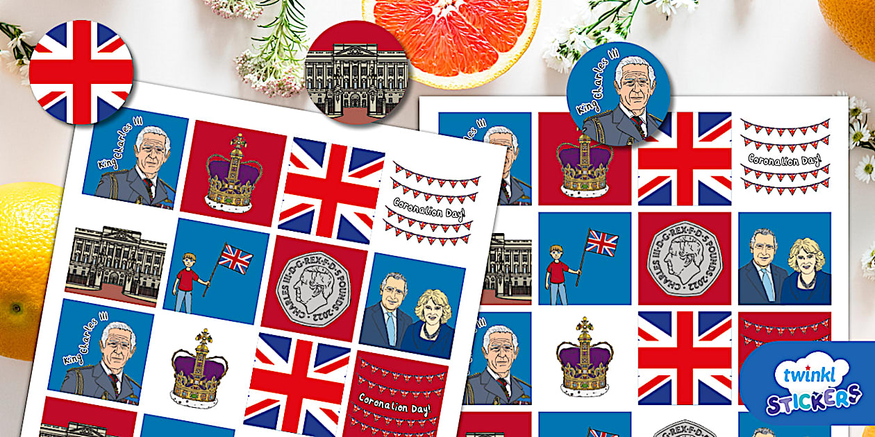 King Charles III Stickers (teacher made) - Twinkl