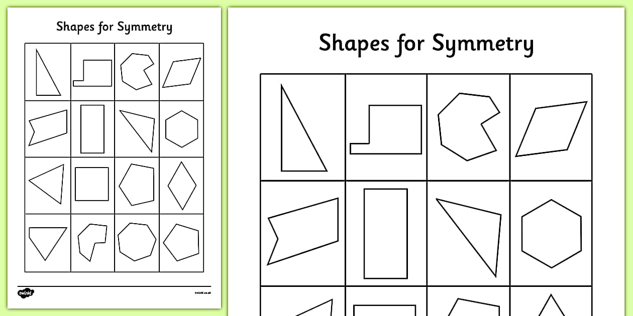 2D Shapes Symmetry Worksheet - Twinkl