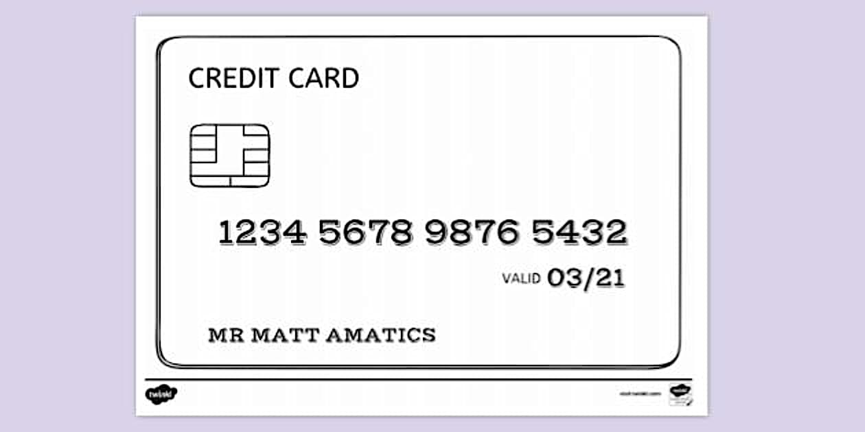 Credit Card Colouring Sheet | Colouring Sheets - Twinkl